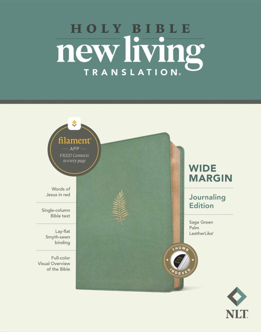 NLT Wide Margin Bible, Filament Enabled, Sage Green, Indexed — Aslan ...